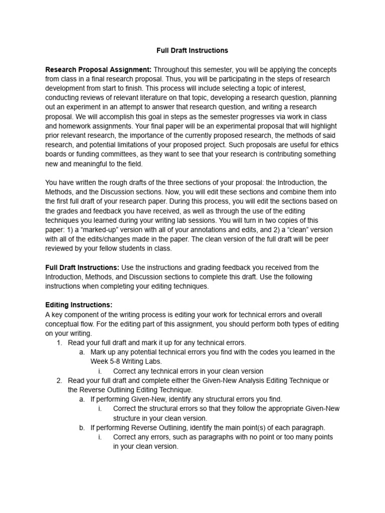 Research Proposal Draft Editing Guide | PDF | Editing | Peer Review
