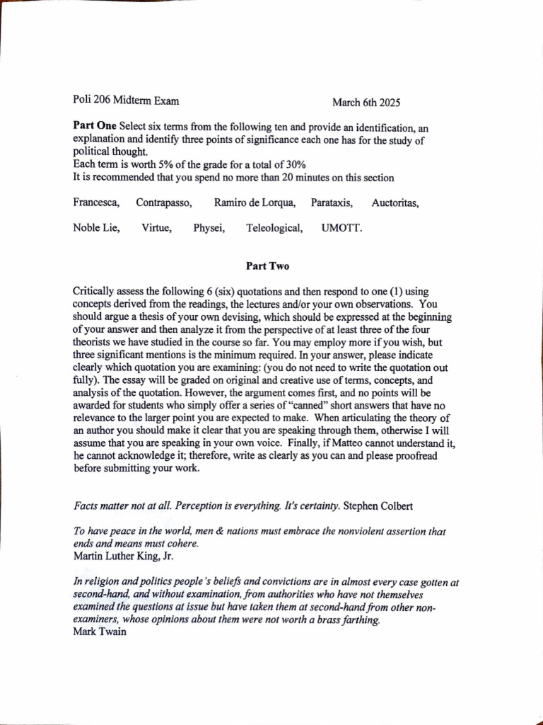 Past Exam Example (mid-term) (4) | PDF