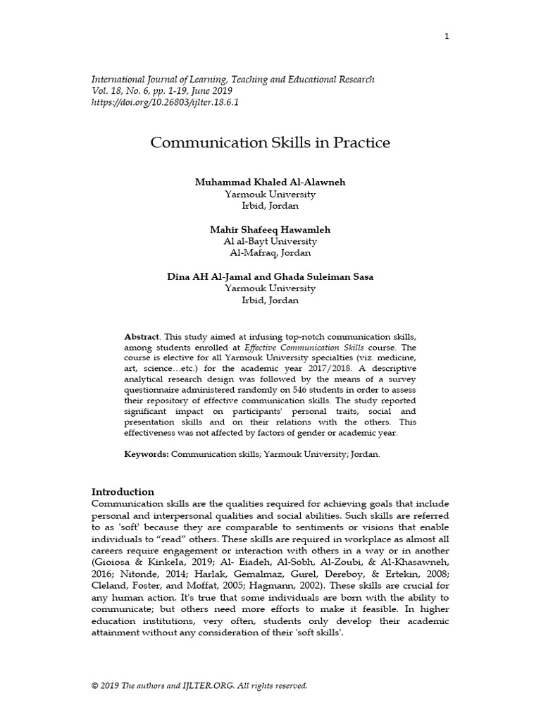 Enhancing Communication Skills in Students | PDF | Validity (Statistics ...