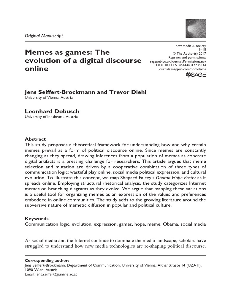 Memes as Games the Evolution of a Digita | PDF | Meme