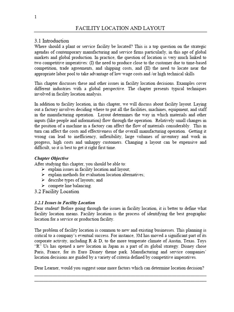 Facility Location and Layout Strategies | PDF | Economies