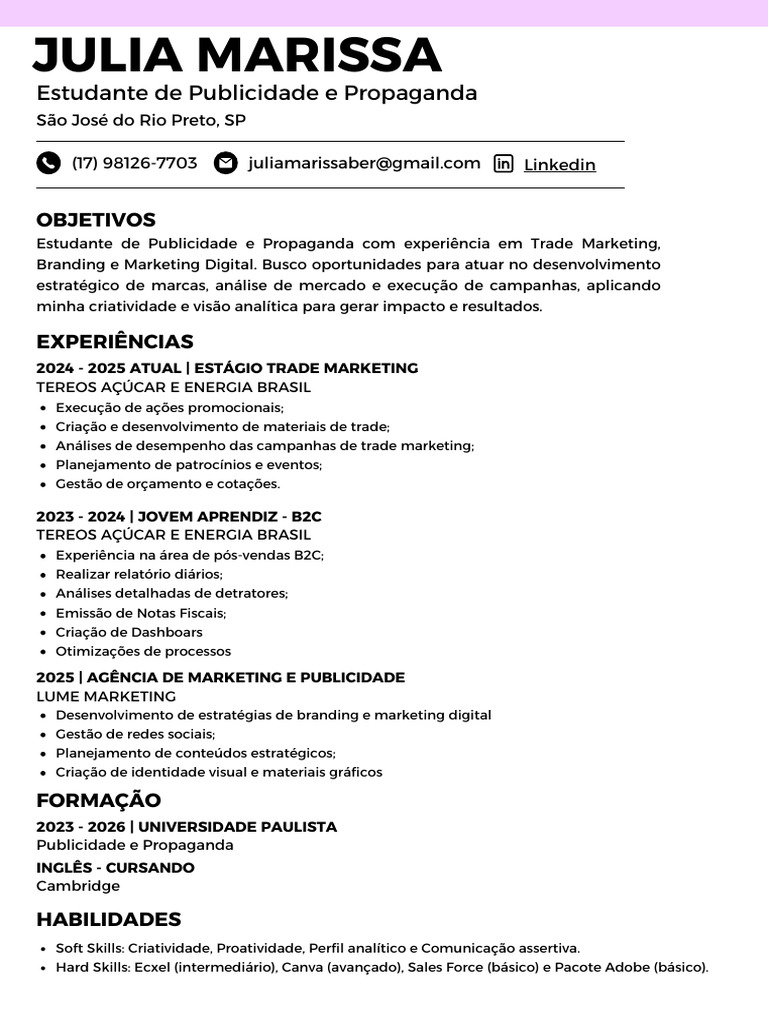 Curriculo Julia Marissa.pdf | PDF