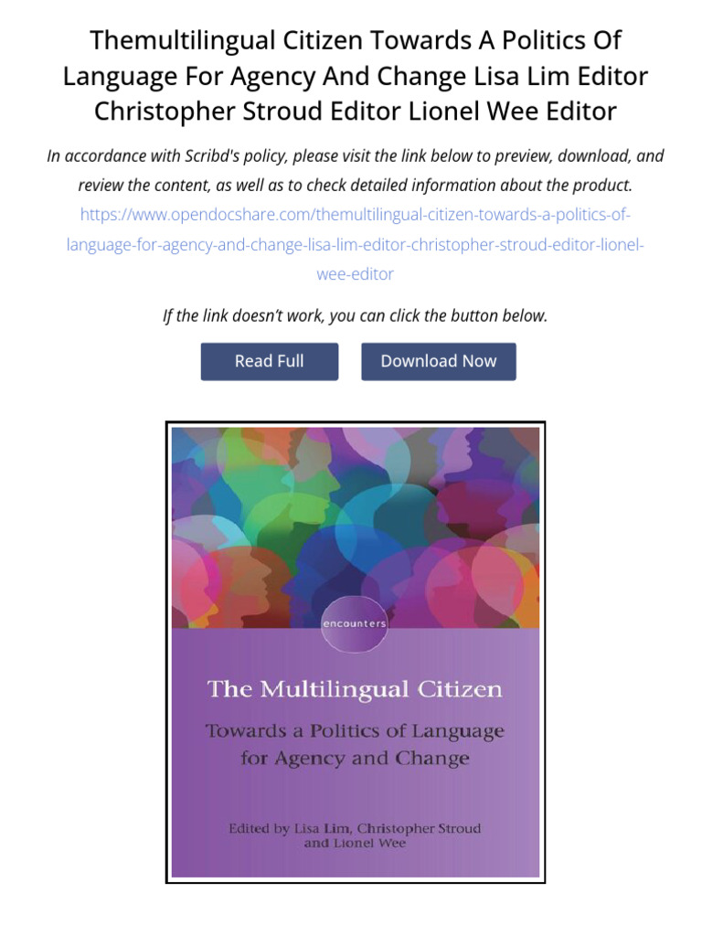 Themultilingual Citizen Towards A Politics Of Language For Agency And ...
