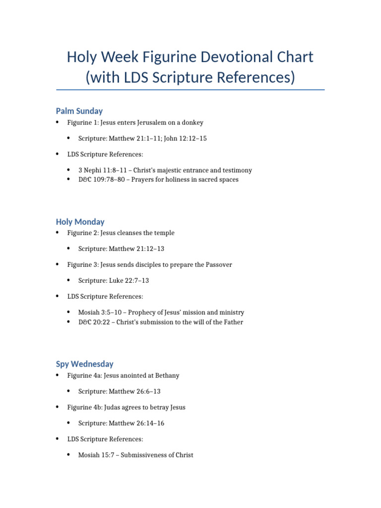 Holy Week Figurine Devotional LDS Updated | PDF | Jesus | Gospel Of Matthew