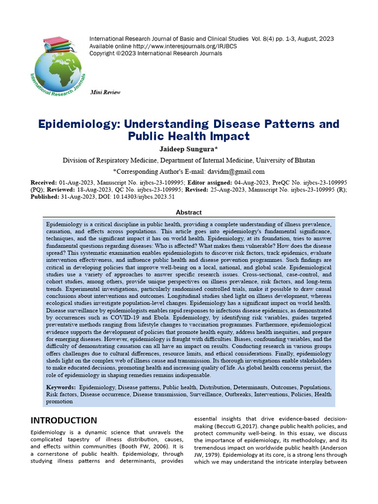 Epidemiology's Role in Public Health | PDF | Epidemiology | Public Health