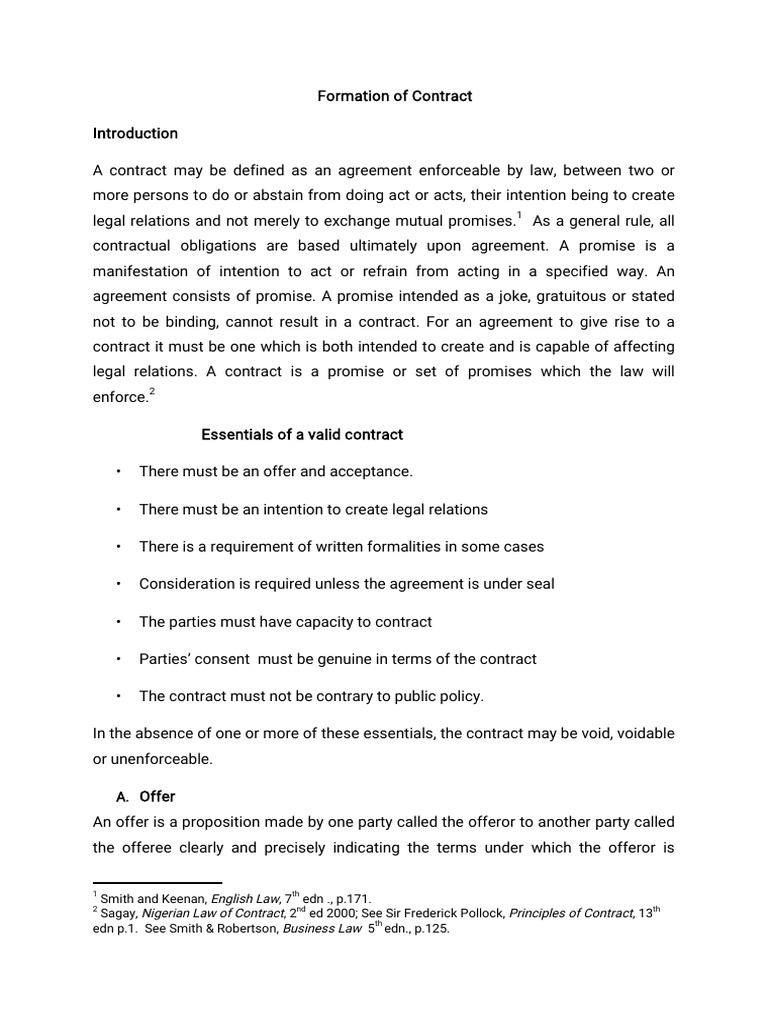 Essentials of Contract Formation | PDF | Offer And Acceptance ...