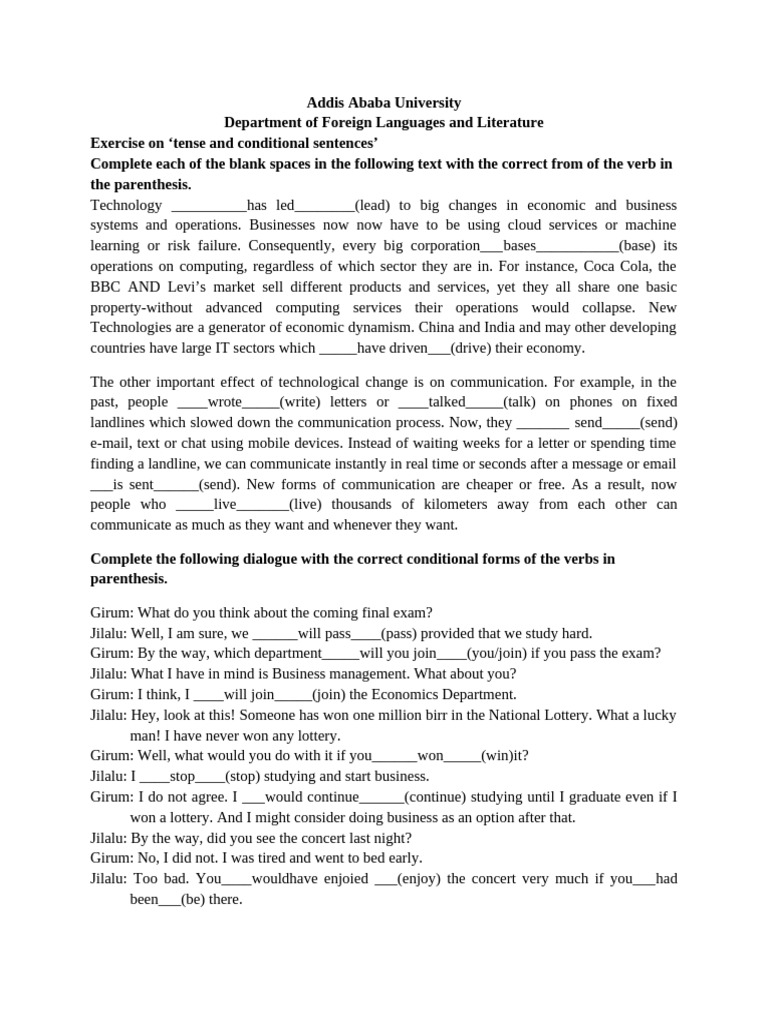 Exercise on Module One Addis Ababa University | PDF | Linguistics | Grammar