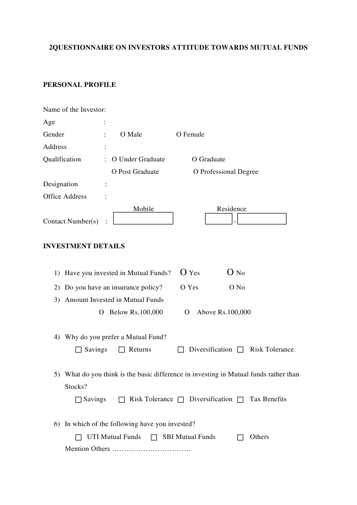 Investor Attitude Survey on Mutual Funds | PDF | Finance & Money Management