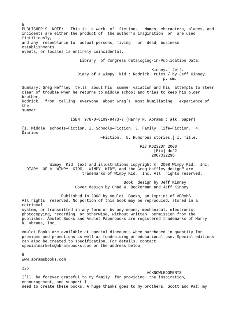 Diary of a Wimpy Kid: Rodrick Rules | PDF | Fictional Diaries | Books
