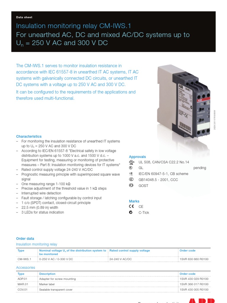 Abb Insulation Monitoring | PDF | Relay | Electromagnetic Interference