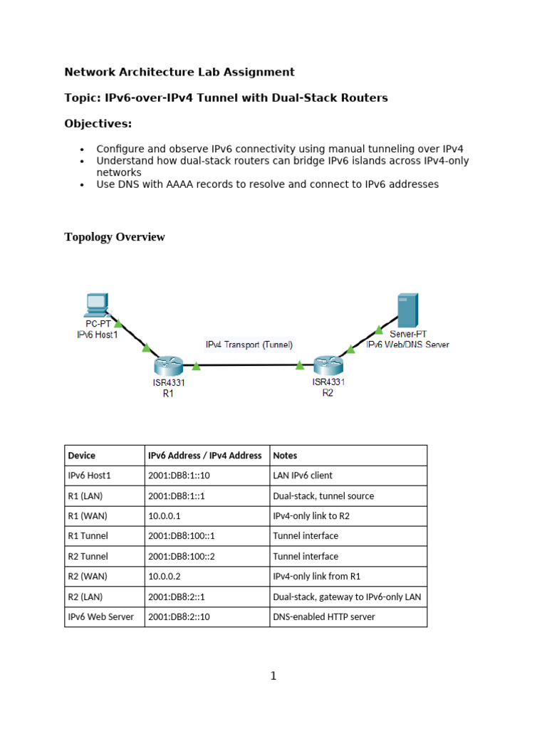 IPv6-over-IPv4 Tunneling Lab Guide | PDF | I Pv6 | Domain Name System