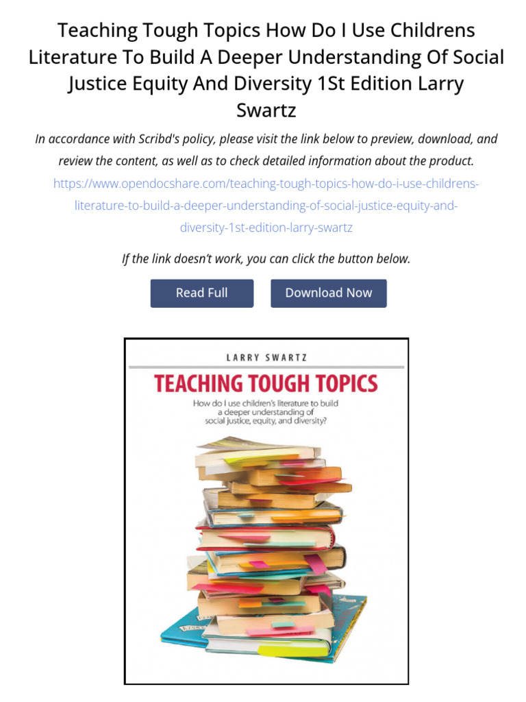 Teaching Tough Topics How Do I Use Childrens Literature To Build A ...