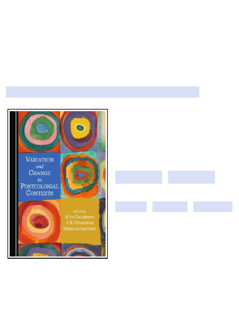 Variation and Change in Postcolonial Contexts 1st Edition Rita ...