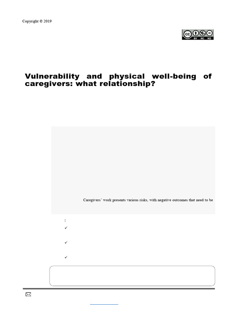Vulnerability and Physical Well-being of Caregivers | PDF ...