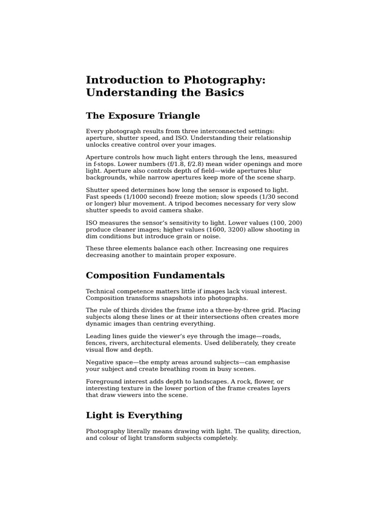 Photography Basics: Exposure & Composition | PDF | Shutter Speed | Aperture