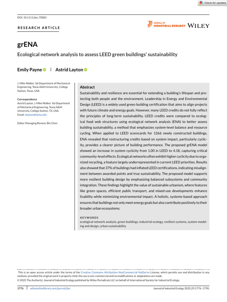 J of Industrial Ecology - 2025 - Payne - GrENA Ecological Network ...