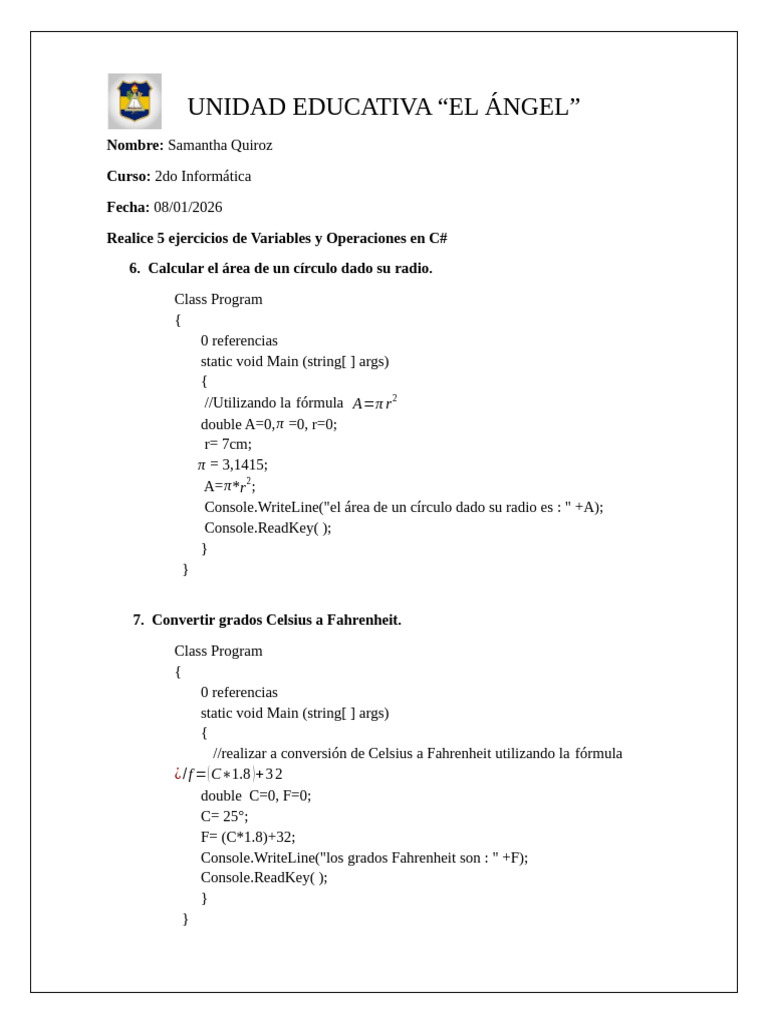 Tarea programación ejercicios | PDF | Programación de computadoras ...