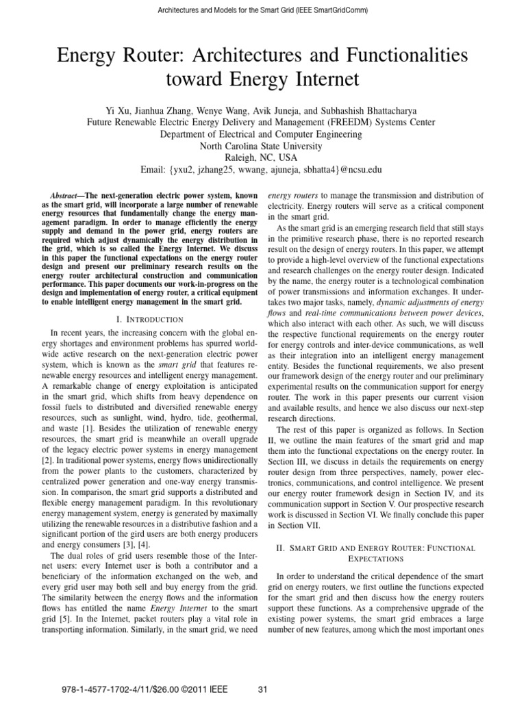 Energy Router Architectures and Functionalities | PDF | Computer ...