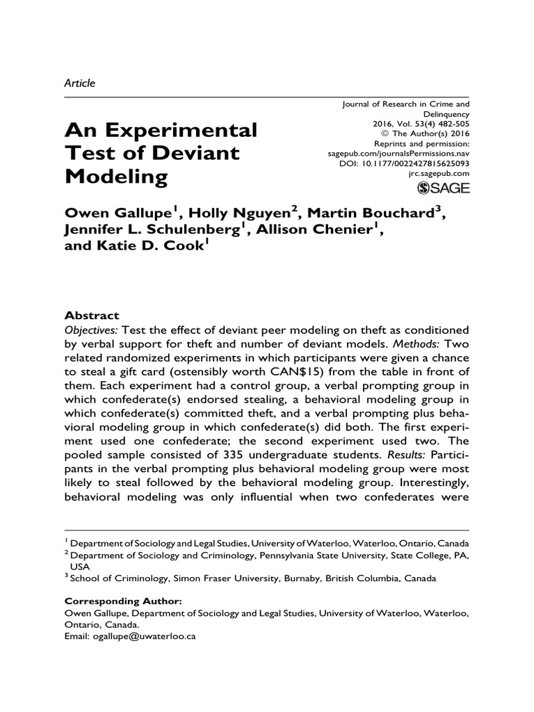 Gallupe et al - 2016 - JRCD - peer influence experiment | PDF ...