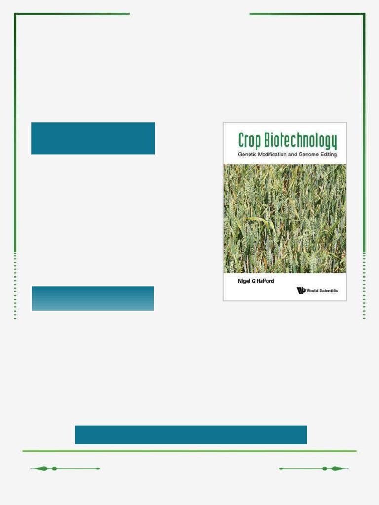 Crop Biotechnology Genetic Modification and Genome Editing Nigel G ...