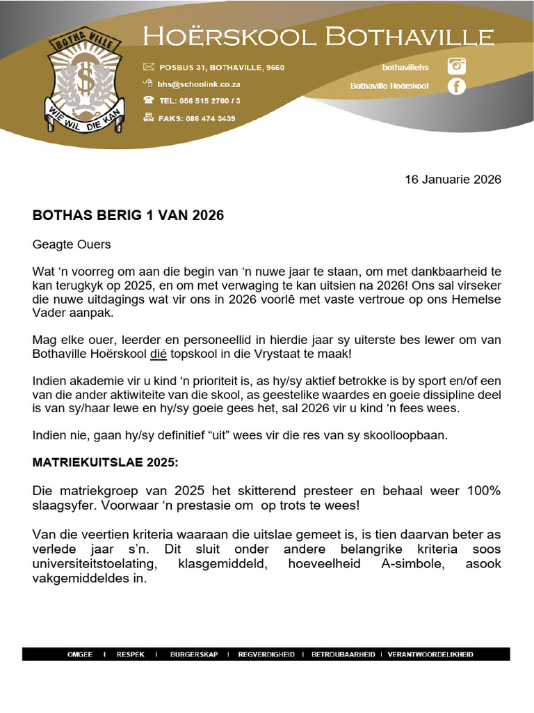 Bothas Berig 1 Van 2026 | PDF