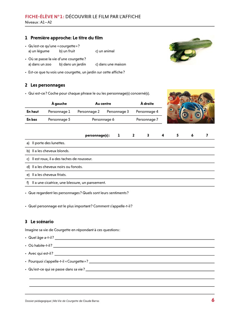 Dossier pédagogique : Ma Vie de Courgette | PDF