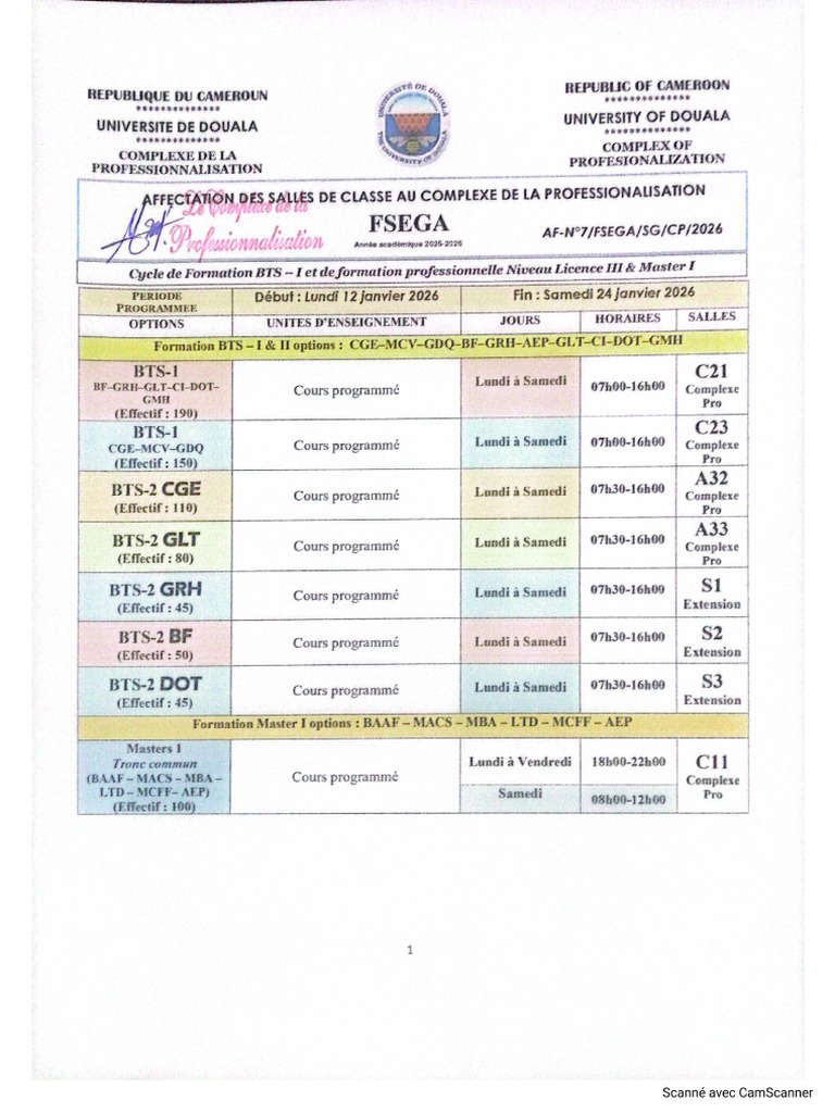 AF7 - FSEGA Du 12 Au 24 Janvier 2026 | PDF