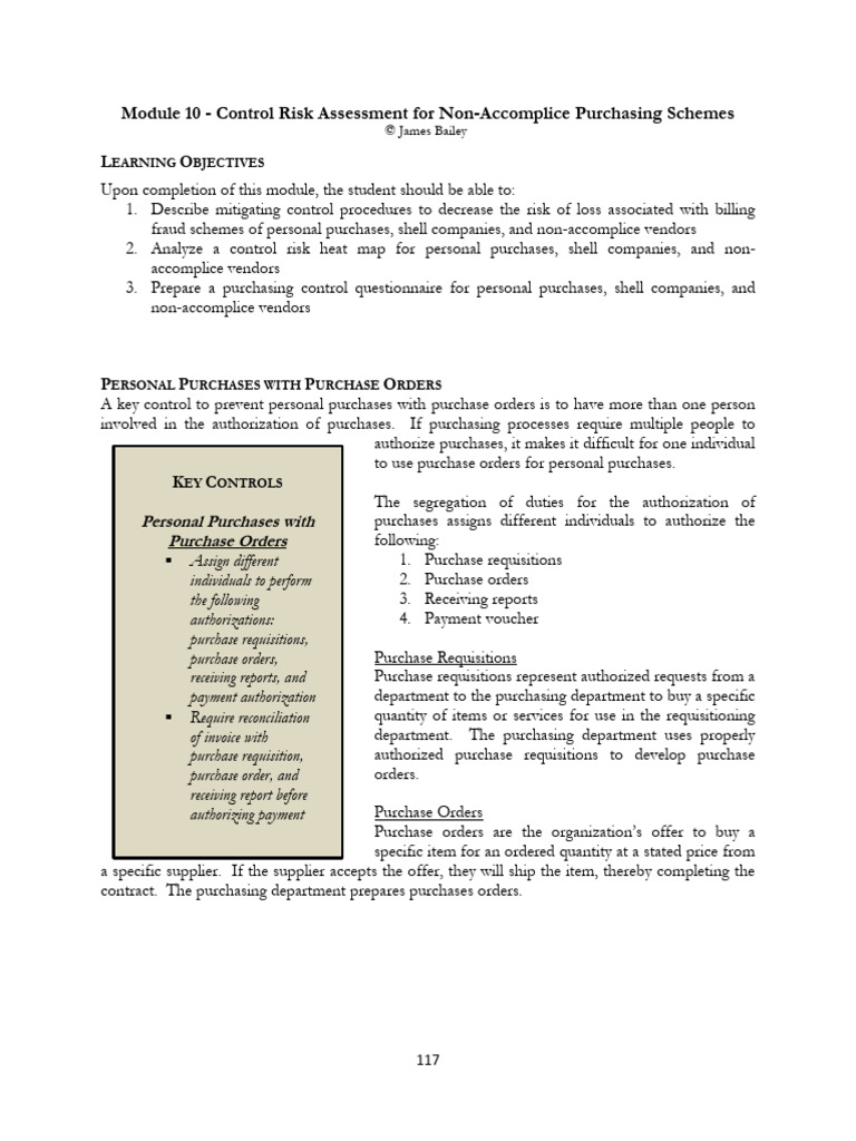 Module 10 - Control Risk Assessment for Non-Accomplice Purchasing ...