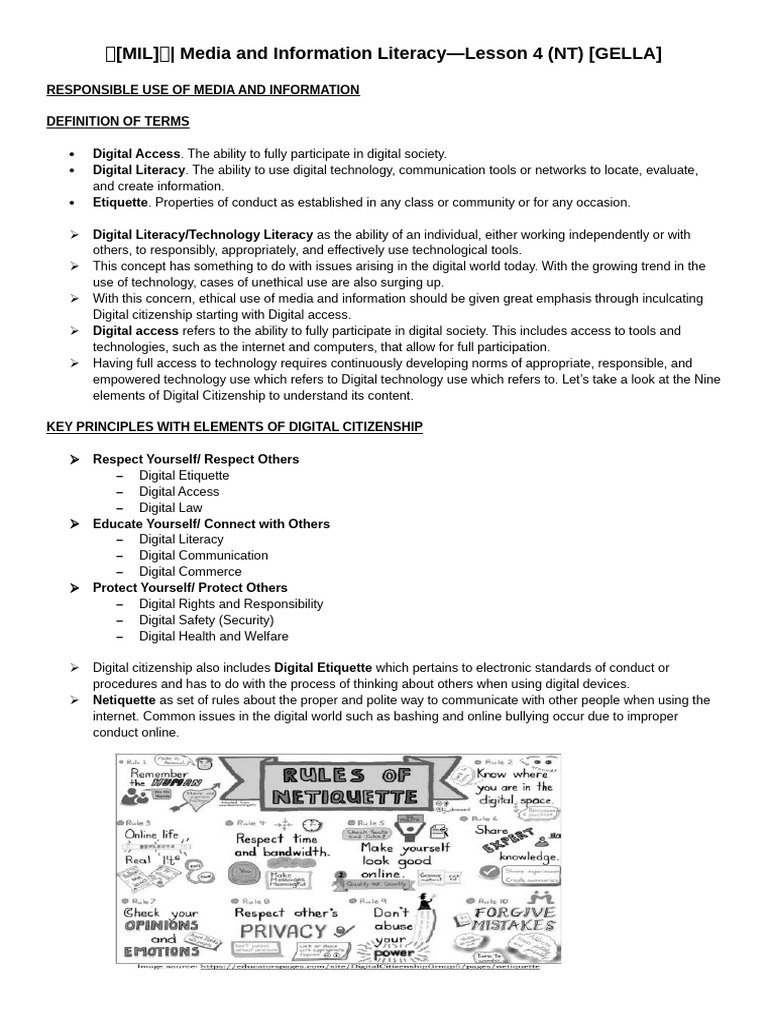 Responsible Media Use & Digital Citizenship | PDF