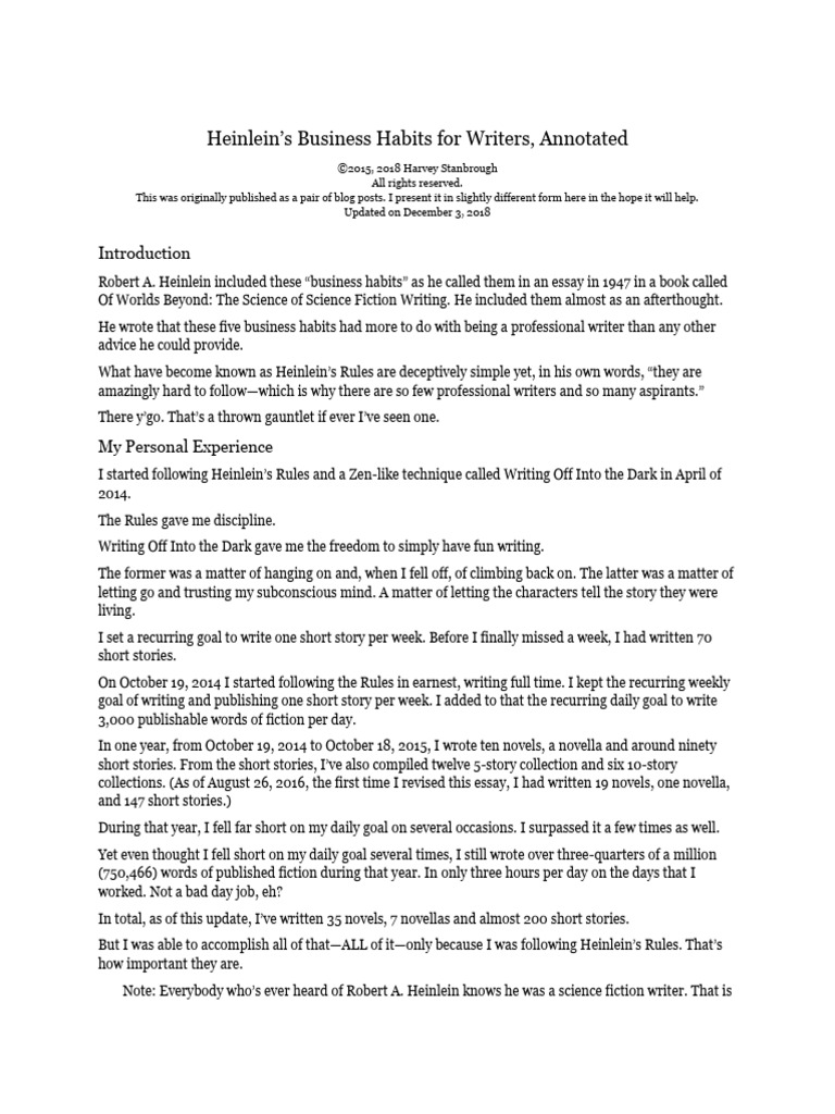Heinlein's Essential Writing Rules | PDF