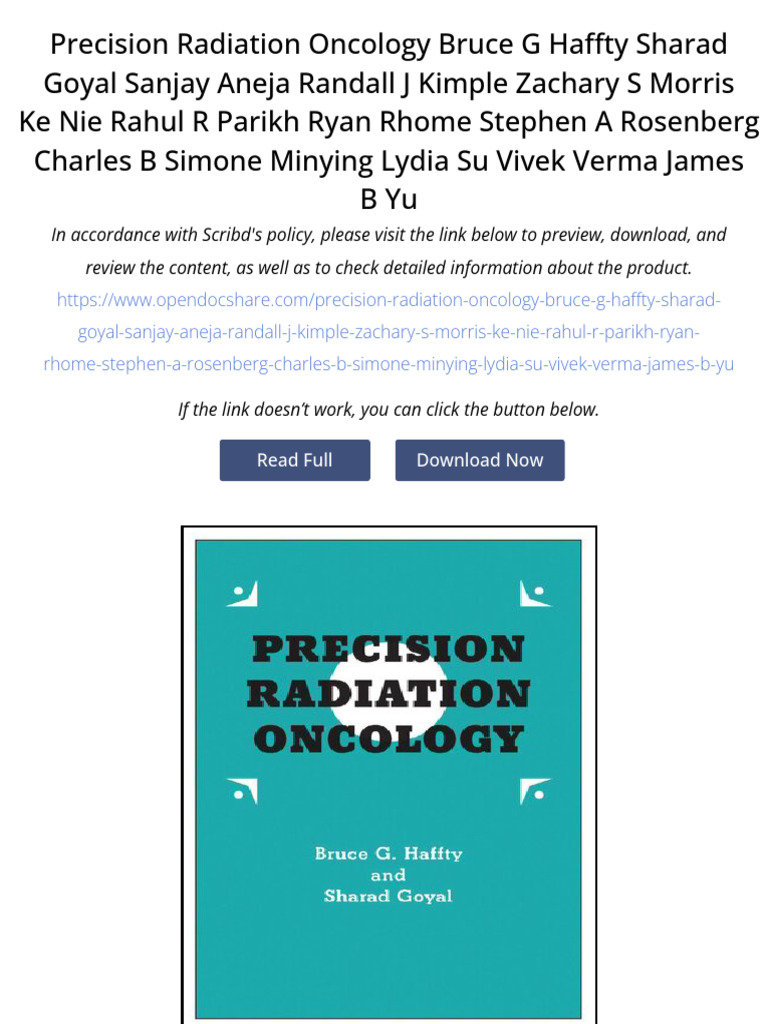 Precision Radiation Oncology Bruce G Haffty Sharad Goyal Sanjay Aneja ...