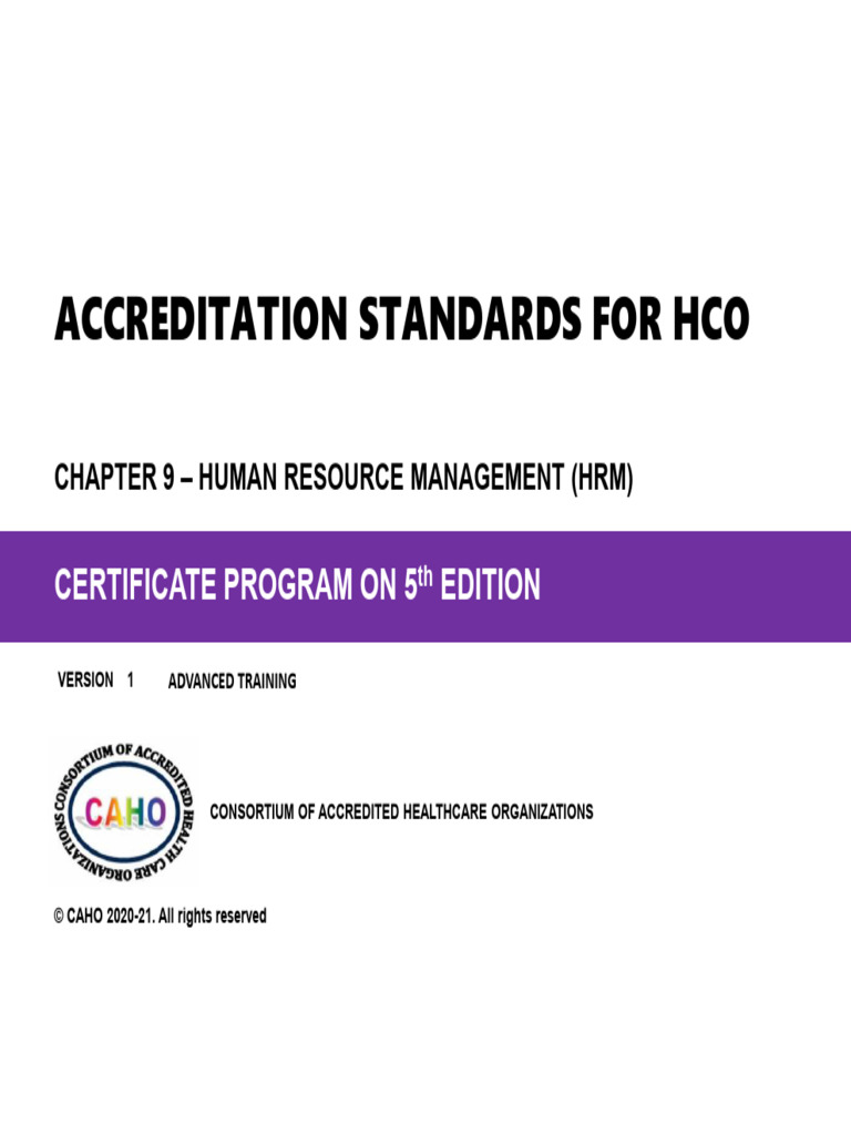 Accreditation Standards For Hco: Certificate Program On 5 Edition | PDF ...