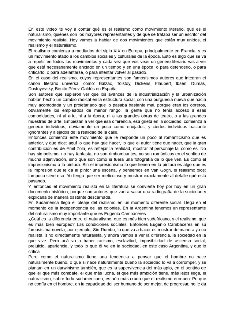 Realismo y Naturalismo | PDF | Realismo literario