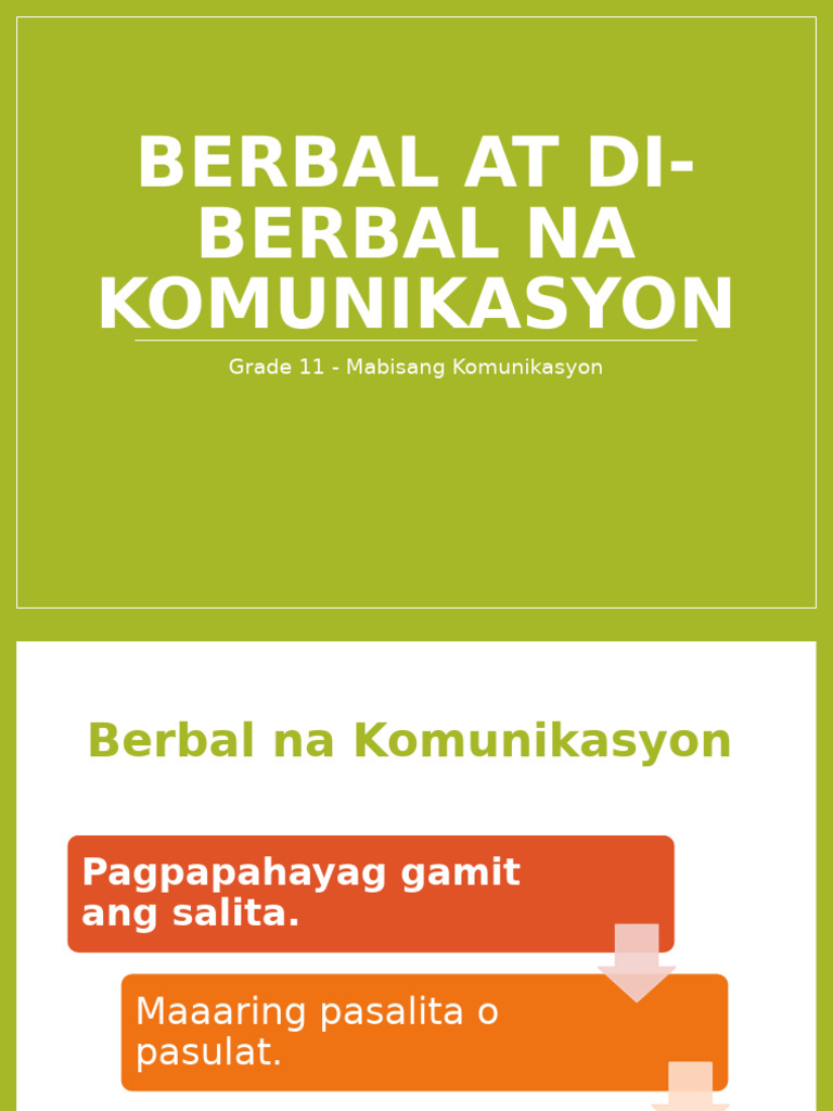 Berbal at DiBerbal Na Komunikasyon Grade11 | PDF