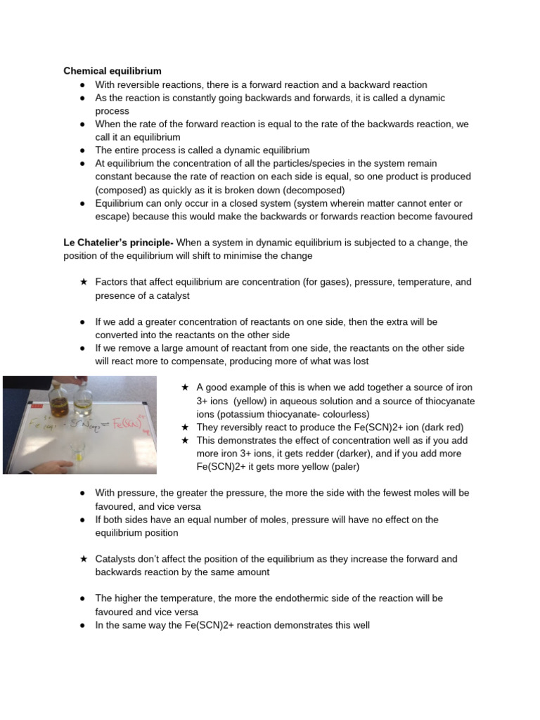 Chemical Equilibrium Notes | PDF | Chemical Equilibrium | Chemical ...
