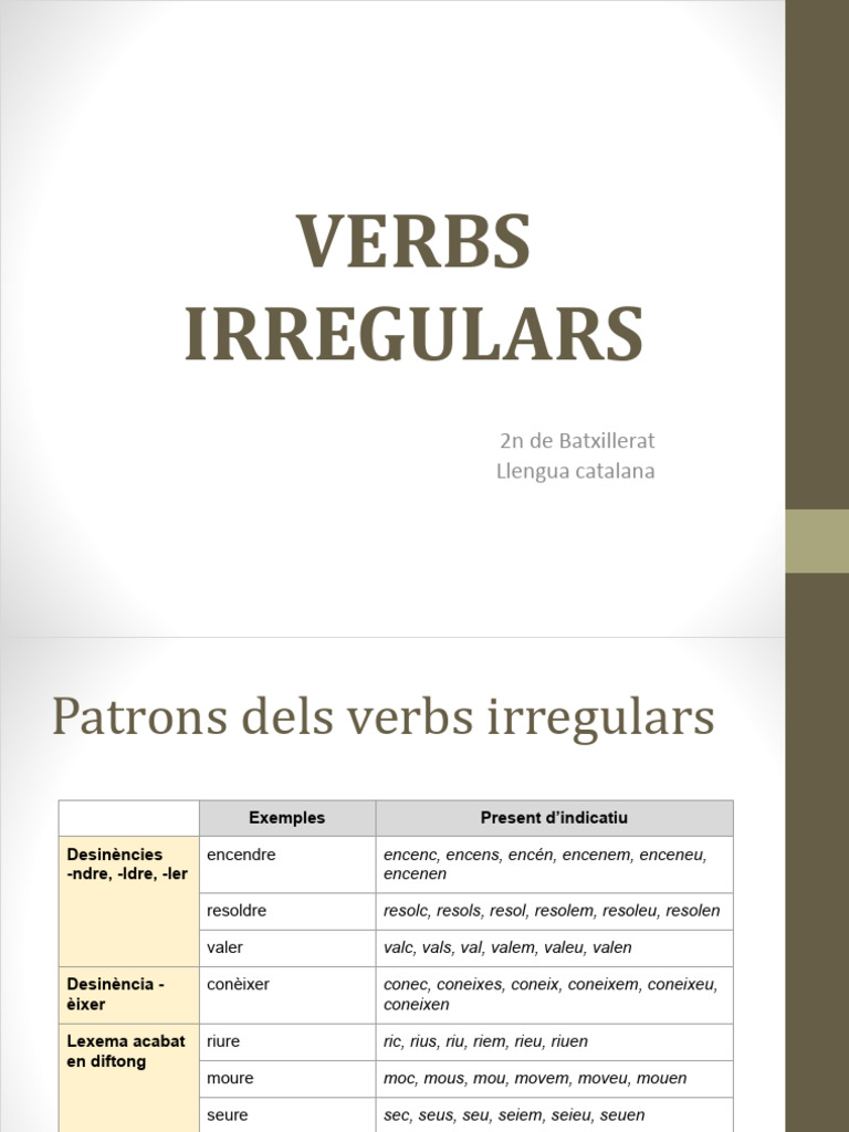 Els Verbs Irregulars (Teoria) (1) | PDF
