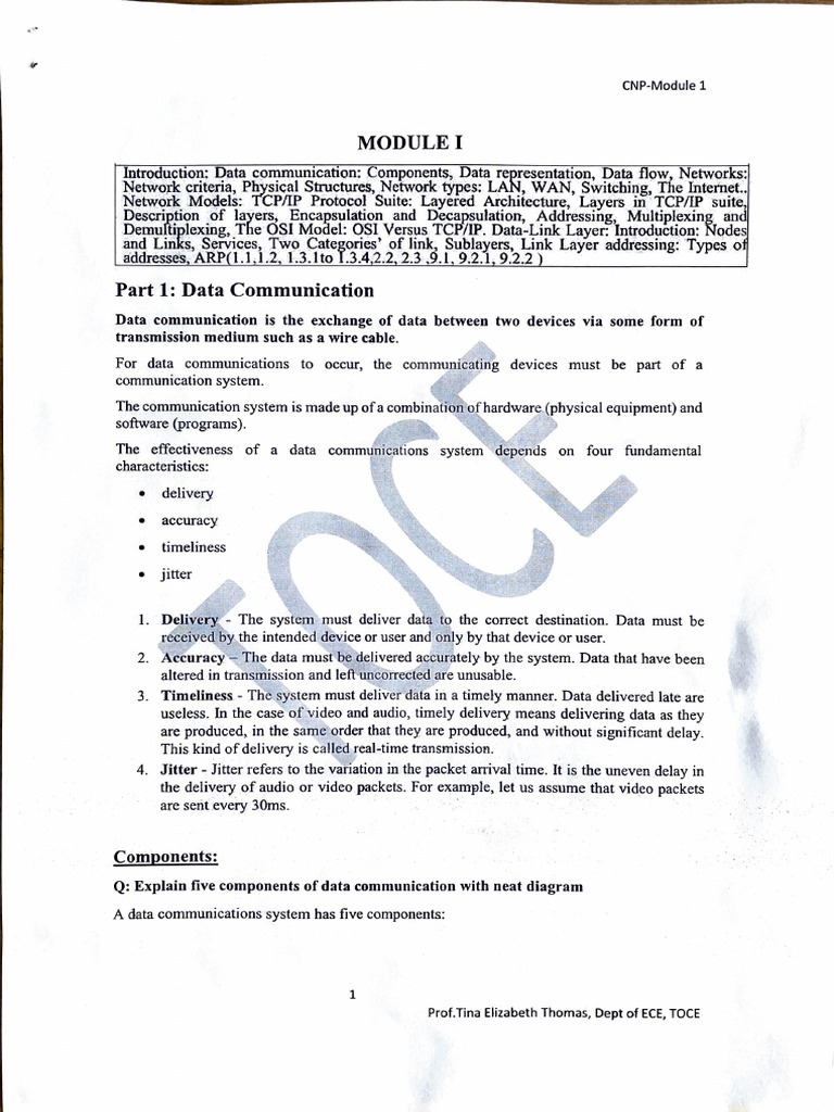 Cnp Module 1 | PDF | Computer Network | Network Packet