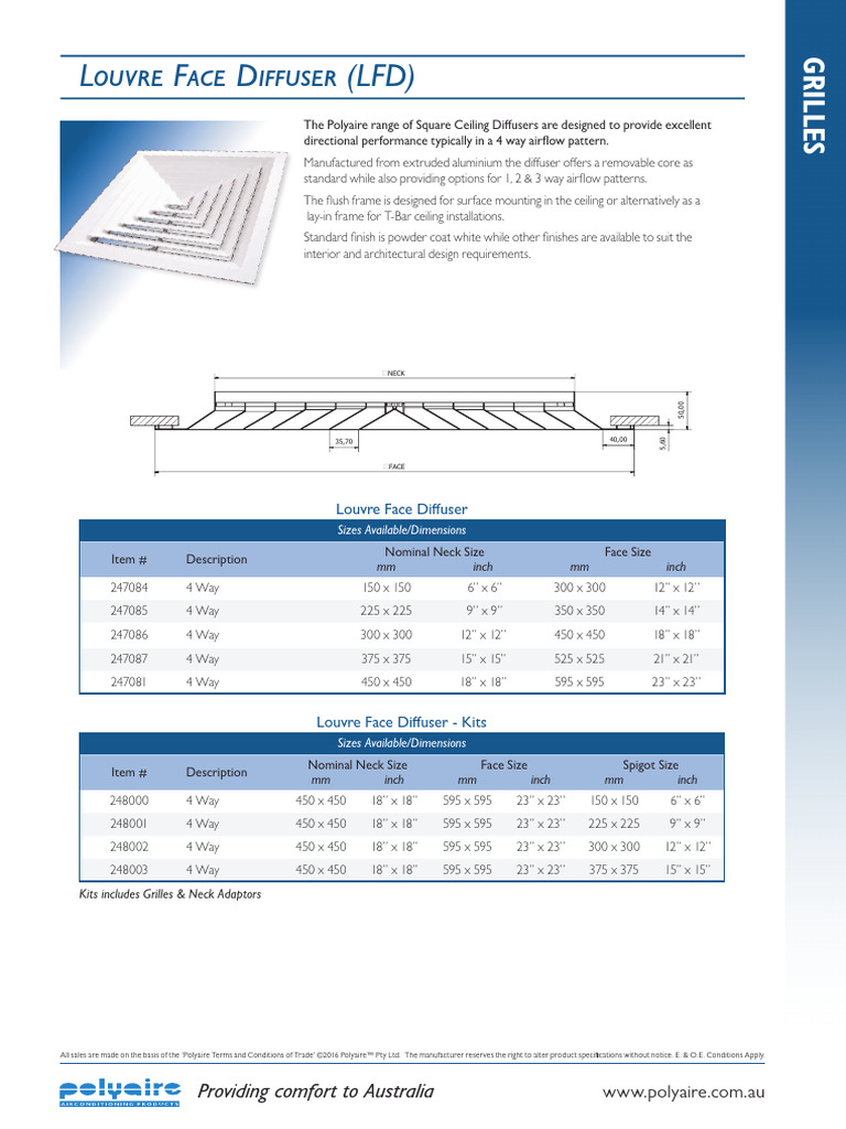 Polyaire Louvre Face Diffuser Specs | PDF