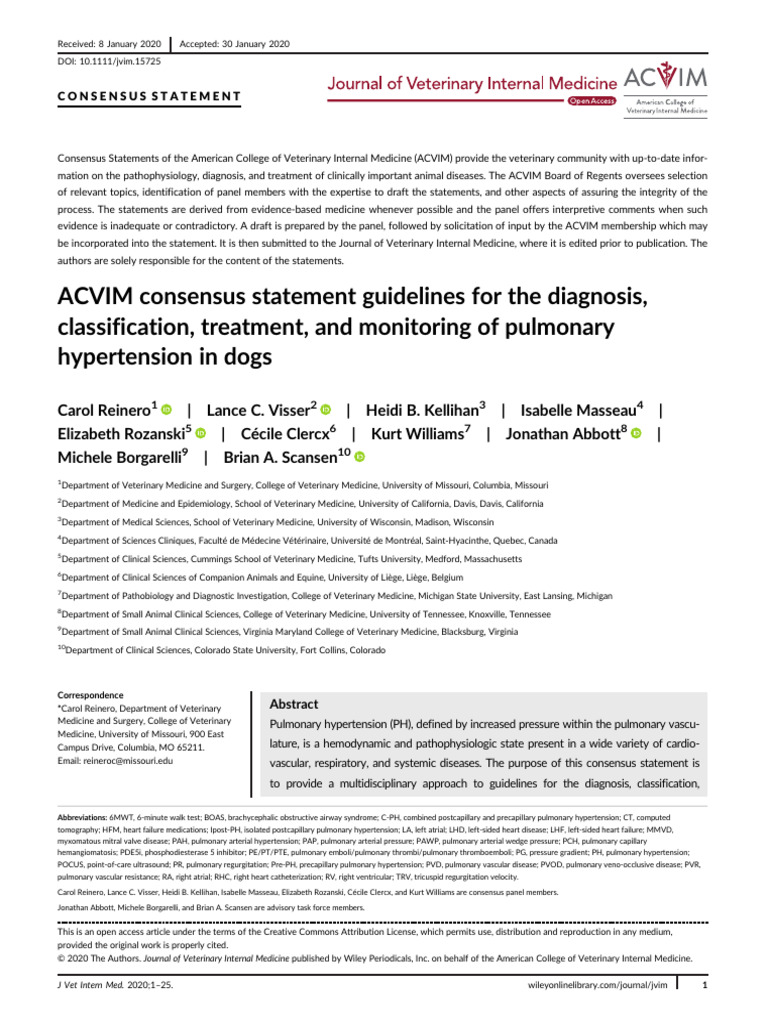 Reinero Et Al-2020-Journal of Veterinary Internal Medicine PDF | PDF ...