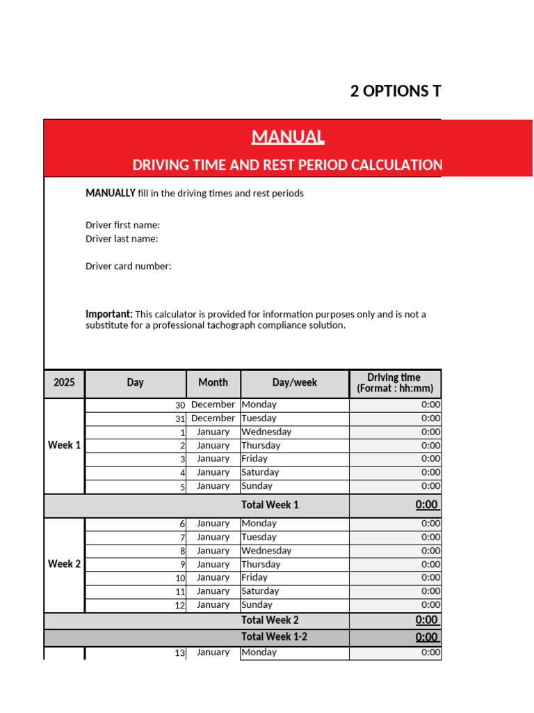 Driving Time and Rest Period Log | PDF | Transport | Vehicles