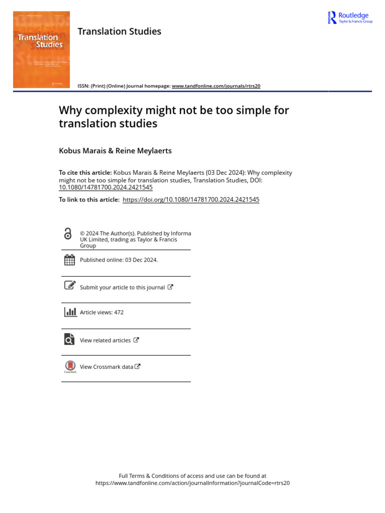 Why Complexity Might Not Be Too Simple for Translation Studies | PDF ...
