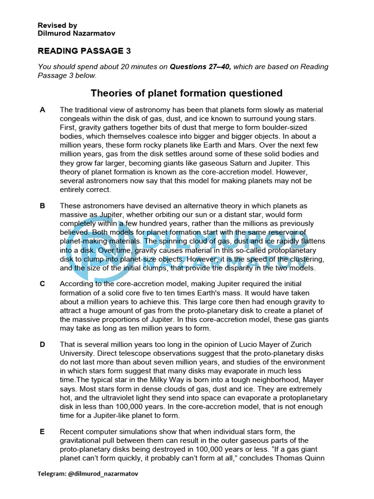 1.3 - Theories of Planet Formation Questioned | PDF | Planets ...