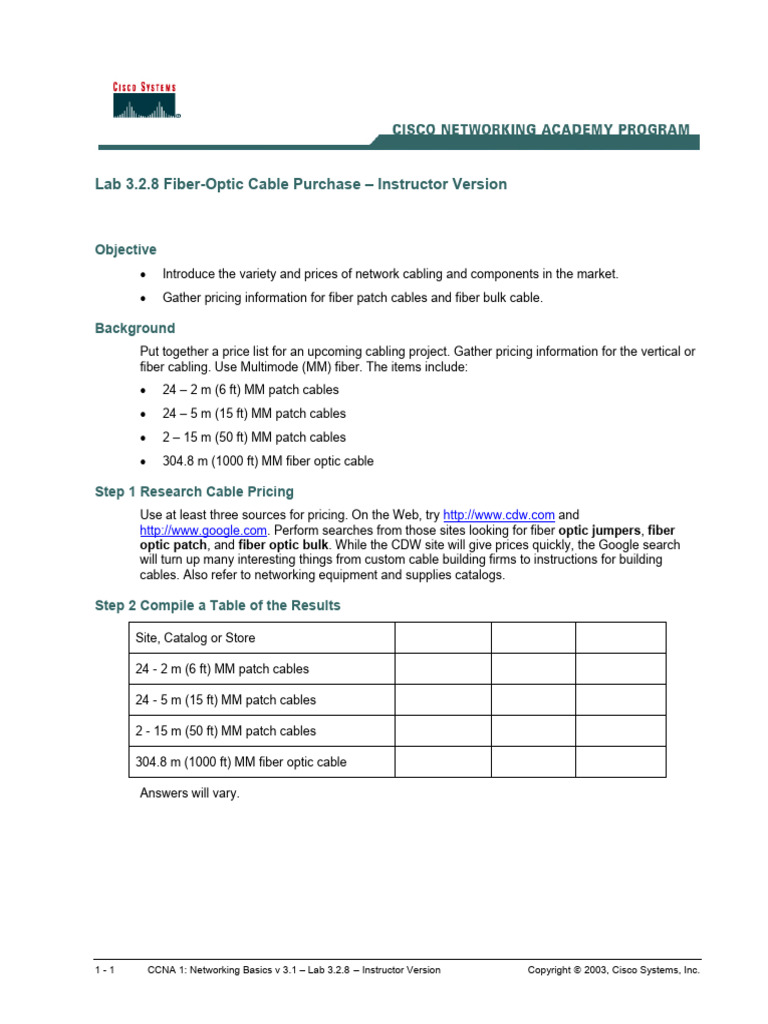CCNA1 Lab Inst 3 2 8 En | PDF