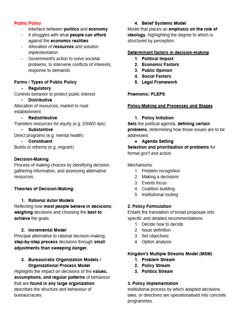 Understanding Public Policy and Decision-Making | PDF | Policy ...