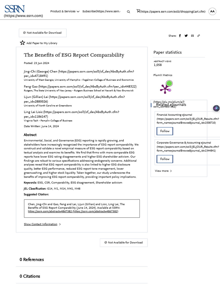Benefits of ESG Report Comparability | PDF | Business