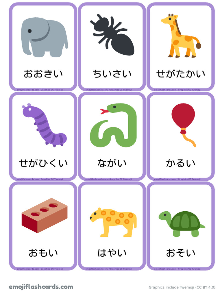 Japanese Adjectives Small A4 Reading Flashcards | PDF
