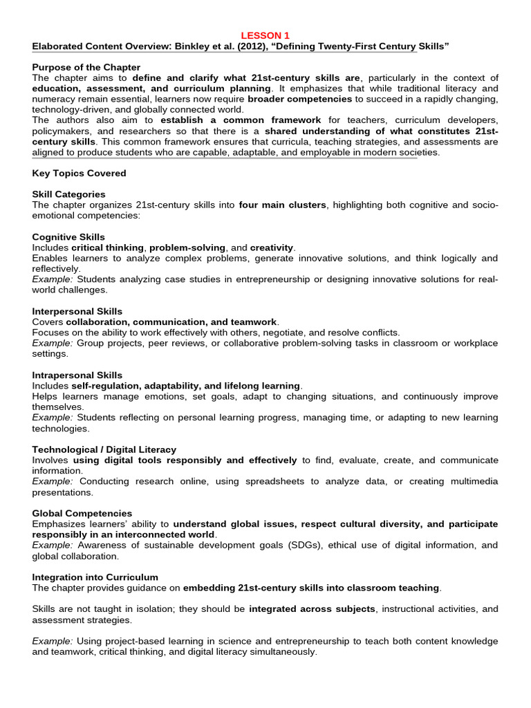 Understanding 21st Century Skills in Education | PDF | Critical ...