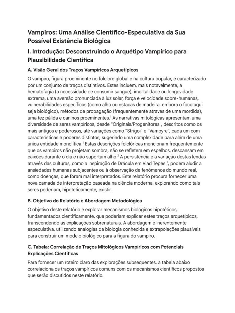 Análise Científica da Possível Existência de Vampiros | PDF | Vírus ...