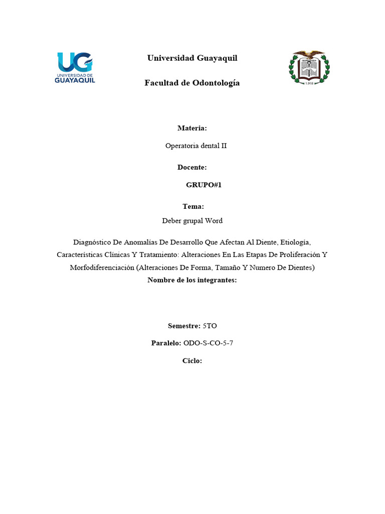 DEBER_WORD 2 | PDF | Diente humano | Ortodoncia