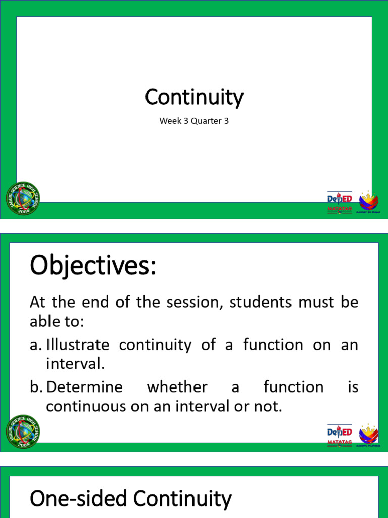 Week 3 Continuity of a Function at an Interval With Annotations | PDF ...